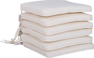 OUTSUNNY Set mit 6 Stuhlkissen, Sitzkissen, Esszimmerst&uuml;hle, mit Riemen, f&uuml;r drinnen und drau&szlig;en, abnehmbare Bindung am Garten, Terrasse, cremewei&szlig;