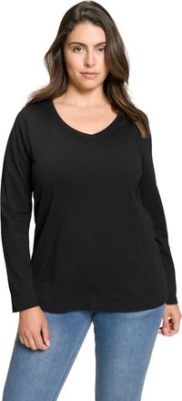 Ulla Popken Damen Langarm-v-shirt T-Shirts, Schwarz, 46-48 EU