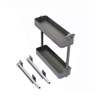 Emuca Emuca Flaschenregal seitlich ausziehbar Harmony mit Soft-Close, Modul Breite 200mm H&ouml;he 700mm, Stahl und Holz, Anthrazitgrau