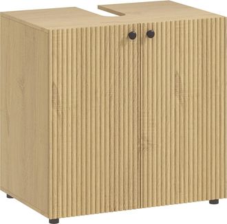 HOMCOM Waschbeckenunterschrank, Badezimmerm&ouml;bel mit 2 T&uuml;ren mit ged&auml;mpfter Schlie&szlig;ung, verstellbares Regal, Badezimmerschrank unter dem Waschbecken, 60 x 39,