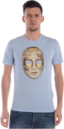 Daniele Alessandrini Homme, Tops, Bleu, Taille: XL Maglia Una Maschera Musicale S