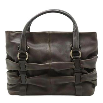 Ferragamo Pre-owned Vara Drape Leather Tote Bag - - Pre-owned - Damen - Braun - ONE SIZE