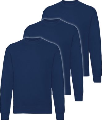 Fruit Of The Loom 3er Pack Classic Set-In Sweat Herren, NEU, Farbe:Navy, Gr&ouml;&szlig;e:2XL