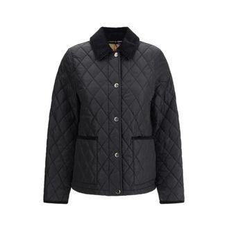 Burberry Femme, Vestes, Noir, Taille: 36 FR Veste matelass&eacute;e avec bordure en velours c&ocirc;tel&eacute;