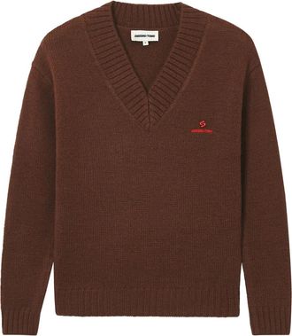 Shushu/Tong pull à col v et logo - Marron