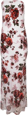 Rodarte floral-print strapless gown - Weiß