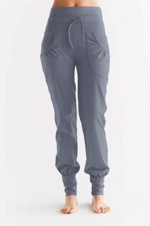 Leela Cotton Damen vegan Yogahose Mit Umgeschlagenem Bund Navy Melange/Graublau