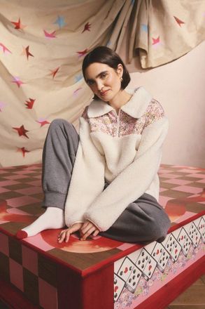 Cath Kidston Fleecejacke Cath Kidston Borg-Fleece mit 1/4-Rei&szlig;verschluss (1-St)