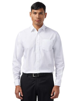 Lee Uniforms Mens Long Sleeve Dress Shirt, White, Medium
