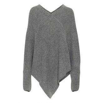 Cream Gestrickter Poncho Asphalt Melange - - Jackets - Damen - Grau - ONE SIZE