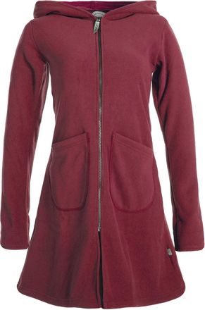 vishes Alternative Bekleidung - Einfarbiger Eco Fleecemantel mit Kapuze dunkelrot 40-42