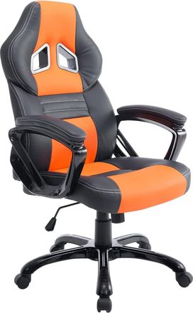 Clp Racing Gaming Bürostuhl Pedro XL I Höhenverstellbarer Chefsessel Mit Kunstlederbezug I Gaming Stuhl Mit Bis 150 KG Belastbarkeit, Farbe:schwarz/orange