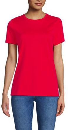 Lands End Supima Kurzarm-Shirt mit rundem Ausschnitt, Damen, Größe:44-46 regular, Pink, Baumwolle, by Lands End