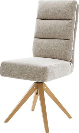 DELIFE Esszimmerstuhl Pela-Flex Holzgestell kantig Natur Webstoff Soft Beige 180&deg; drehbar Taschenfederkern