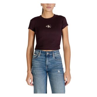 Calvin Klein Jeans Femme, Tops, Brun, Taille: 42 FR Monogram Baby Tee