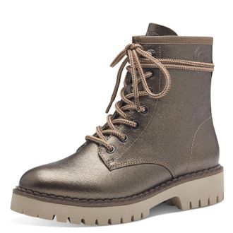 s.Oliver Damen Schnürstiefel ohne Absatz Bequem Vegan, Metallisch (Bronce), 40 EU
