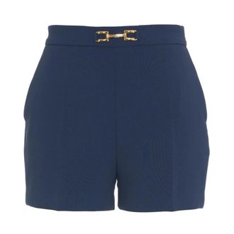 Elisabetta Franchi Blaue Stretch-Cr&ecirc;pe Bermuda-Shorts - - Shorts - Damen - Blau - XS