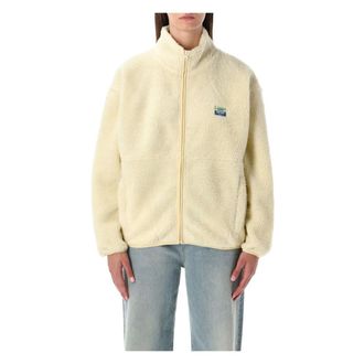 American Vintage Femme, Sweatshirts et sweats &agrave; capuche, Beige, Taille: 36/38 FR Veste en Polaire Ecru Oversize Col Montant