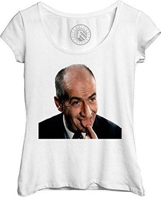 Fabulous T-Shirt Femme Col Rond Echancr&eacute; Louis de funes sur la Langue Acteur Francais Legende