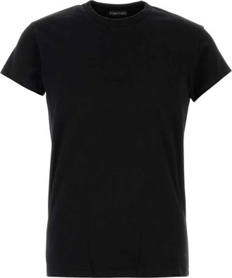 Tom Ford Kalt gef&auml;rbtes Baumwoll-Rundhals-T-Shirt - - Tops - Herren - Schwarzk - M