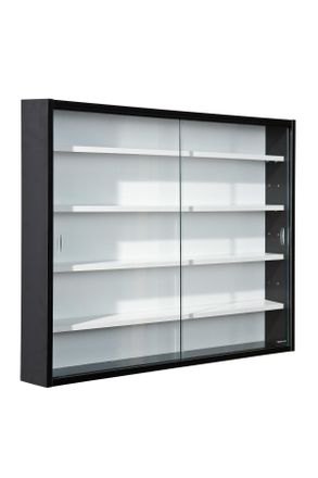 MID.YOU Mid.you H&auml;ngevitrine, Schwarz, Wei&szlig;, Holzwerkstoff, 4 F&auml;cher, 80x60x10 cm, h&auml;ngend, Wohnzimmer, Wohnw&auml;nde, Vitrinenschr&auml;nke