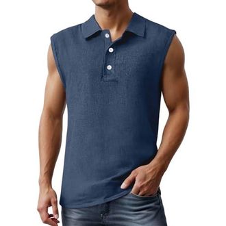 Generic T-shirt pour homme D&eacute;bardeur pour homme Grandes et grandes chemises sans manches Muscle Fitness Entra&icirc;nement Course Plage &Eacute;t&eacute; Boutonn&eacute; T-shirt Gilet, 