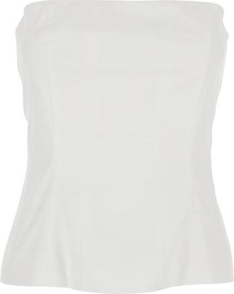 Federica Tosi Femme, Tops, Blanc, Taille: 40 FR Popeline Cotton Bustier Top