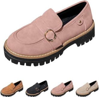 Generic Mocassins pour femme - Mocassins et mocassins orthop&eacute;diques &agrave; plateforme - Chaussures &agrave; enfiler pour femme - Chaussures basses confortables en daim - 