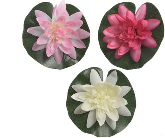 Decoris Kunstblumen Lotus 13cm x 1 St&uuml;ck Sortiert in wei&szlig; rosa oder pink - schwimmende Seerose - k&uuml;nstliche Teichpflanzen