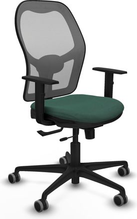 Piqueras y Crespo Schreibtischstuhl mit 1D-Armen, h&ouml;henverstellbare Lendenwirbelst&uuml;tze, ausgestattet mit Syncro/Traslack und Schaumstoff, Grau/Flaschengr&uuml;n
