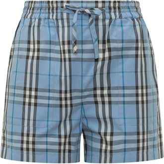 Burberry Femme, Shorts, Bleu, Taille: 36 FR Checked Drawstring Shorts