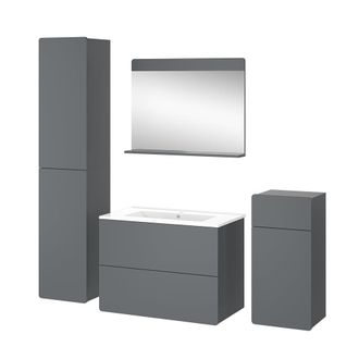 Vicco Badm&ouml;bel-Set Izan, Grau, 5 Teile