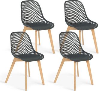 IDMarket 4er-Set graue mandy St&uuml;hle f&uuml;r Esszimmer