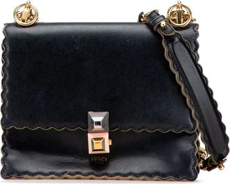 Fendi petit sac à bandoulière Kan I en cuir à détails de clous (2010-2025) - Noir