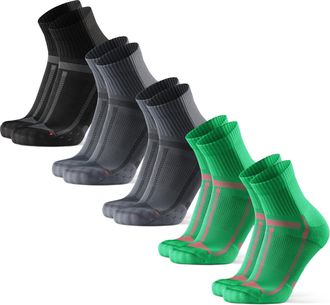 Danish Endurance Quarter Laufsocken, 5 Paar Knöchelhohe Sportsocken, Atmungsaktiv, Unisex, für Damen & Herren, Mehrfarbig (1xSchwarz/Grau, 2xGrau/Schwarz, 2xGrün), 35-