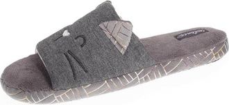 Isotoner Chaussons extra-light pantoufles Sandales femme en jersey et semelle à picots antidérapants, 41/42 EU, gris chiné foncé
