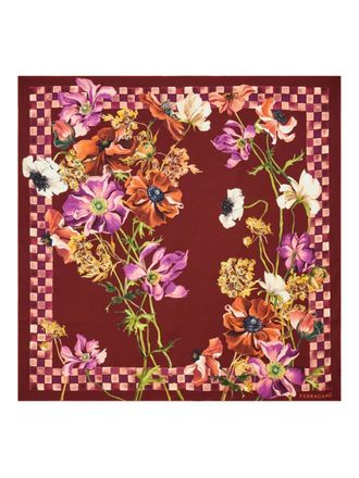 Ferragamo foulard en soie &agrave; imprim&eacute; Fiori - Rouge