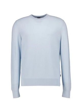 HUGO BOSS Herren Pullover blau Baumwolle unifarben