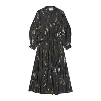 Munthe Schwarzes Kleid mit Abstraktem Druck - - Dresses - Damen - Mehrfarbig - XS