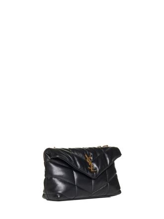 Saint Laurent Womens Mini Puffer Toy Bag Lambskin Black Leather