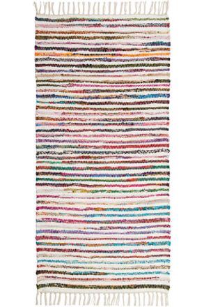 Boxxx Fleckerlteppich Mirella, Mehrfarbig, Weiß, Textil, Streifen, rechteckig, 80x150 cm, beidseitig verwendbar, Teppiche & Böden, Teppiche