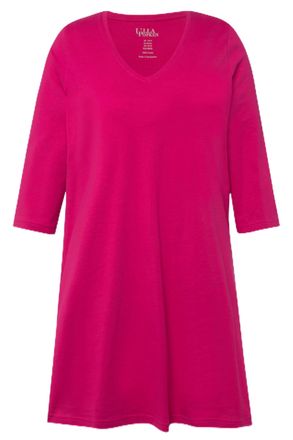 Ulla Popken Damen große Größen Übergrößen Plus Size Longshirt, A-Linie, V-Ausschnitt, 3/4-Arm Fuchsia pink 66+ 825989810-66+