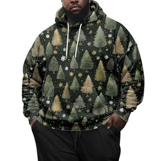 Generic Sweat &agrave; capuche de No&euml;l pour homme - Motif sapin de No&euml;l surdimensionn&eacute;, coupe ample, tendance, d&eacute;contract&eacute;, streetwear, f&ecirc;te quotidienne, Arbre de No