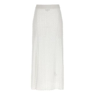 Ganni Gl&auml;nzender Pointelle-Strick-Maxirock - - Skirts - Damen - Wei&szlig; - XS