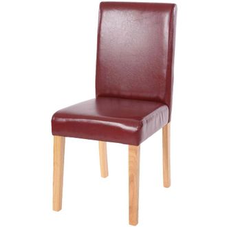 Mendler Mendler - Chaise de salle &agrave; manger Littau, chaise de cuisine, similicuir - rouge-brun, pieds clairs