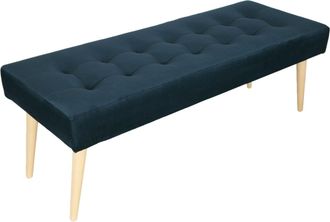 MG Design Polsterbank 45 × 120 cm in Marineblau - stabiles Holzgestell, weich gepolstert, samtig-weiche Oberfläche mit dezentem Schimmer, pflegeleicht - für Woh