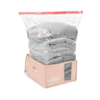 Compactor RAN9538 platzsparende halbstarre Vakuum-Aufbewahrungsbeutel, Gr&ouml;&szlig;e M, 125 l, Compactor, Rosa