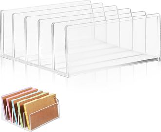 TOPBATHY Transparenter Vertikaler Buch Aktenst&auml;nder f&uuml;r Schreibtisch Multifunktionales B&uuml;roaufbewahrungsregal Einfach zu Platzieren Stapelbar f&uuml;r B&uuml;ro und Zuha