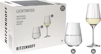 Ritzenhoff Ritzenhoff 6111010 Wei&szlig;wein- und Wasserglas Set - Serie Sternschliff - 12 St&uuml;ck f&uuml;r 400 ml, stilvoll - Made in Germany