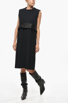 Celine &Auml;rmelloses Midikleid mit Satin-Detail Celine